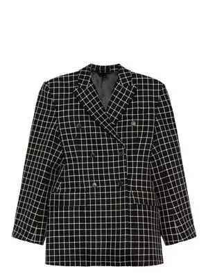 Wardrobe.NYC Check-pattern Double-breasted Blazer - Black