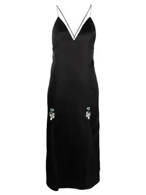 WALES BONNER Crystal-embellished Satin Dress - Black