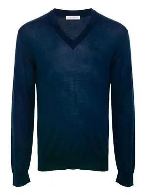 Valentino Garavani V-neck Virgin Wool Jumper - Blue