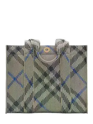 Burberry Check Knitted Tote Bag Grey