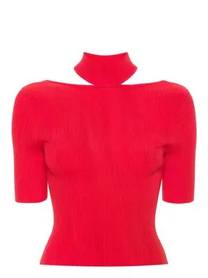 Cult Gaia Brianna Ribbed Knitted Top - Red