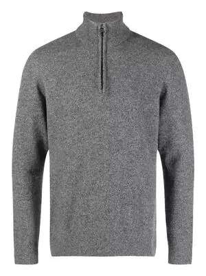 Barbour Melange-effect Half-zip Sweater - Grey