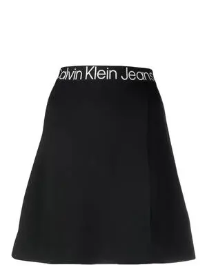 Calvin Klein Logo Waistband Straight Skirt - Black