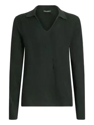 Dolce & Gabbana Ribbed Knit V-neck Sweater - Green