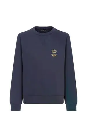 Dolce & Gabbana Bee-embroidered Cotton Sweatshirt - Blue