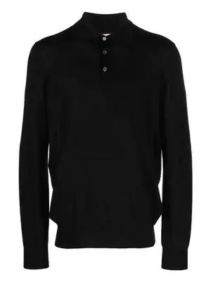 Brunello Cucinelli Long-sleeve Virgin Wool Polo Shirt - Black