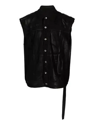 Rick Owens Sleeveless Wax-coated Cotton Vest - Black