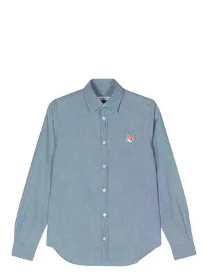 Maison Kitsuné Fox Head-patch Cotton Shirt - Blue