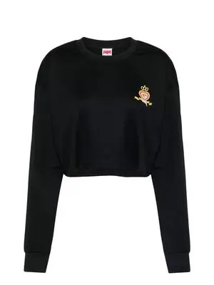 GROUND ZERO Logo-print Cropped Sweatshirt - Black