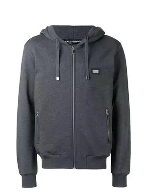 Dolce & Gabbana Zip-up Cotton Hoodie - Grey
