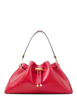 JIMMY CHOO Leather Medium Cinch Shoulder Bag - Red