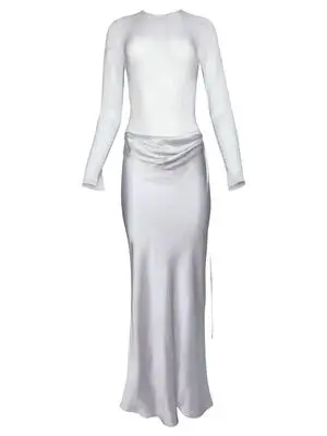 Christopher Esber Semi-sheer Draped Maxi Dress - Silver