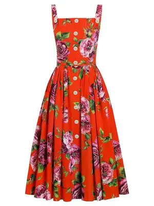 Dolce & Gabbana Floral-print Midi Dress - Red