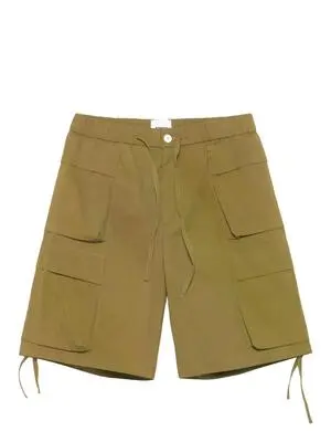 BONSAI Crinkled Cotton-Blend Cargo Shorts Green