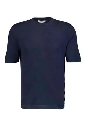 Boglioli Crew-neck Silk-cotton Blend T-shirt - Blue