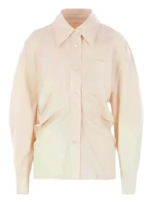 Co Button-front Draped Shirt - Neutrals