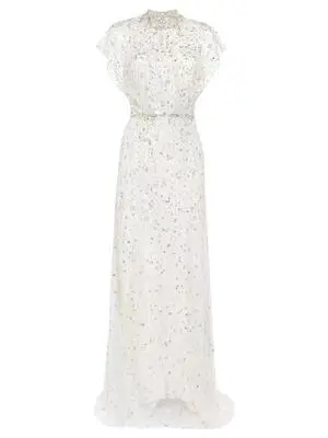 Jenny Packham Crystal Embellished Gown - Grey