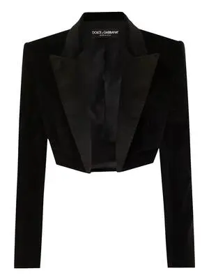 Dolce & Gabbana Velvet Cropped Blazer - Black