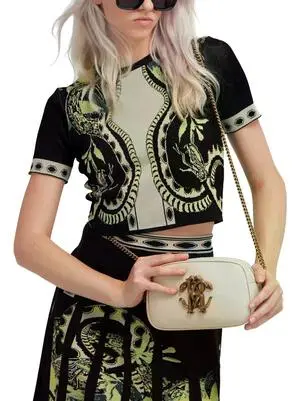 Roberto Cavalli Mirror Snake-plaque Shoulder Bag - Neutrals