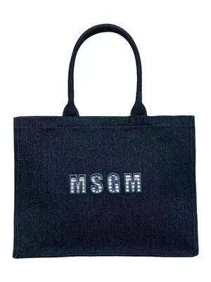 MSGM Logo-appliqué Tote Bag - Blue
