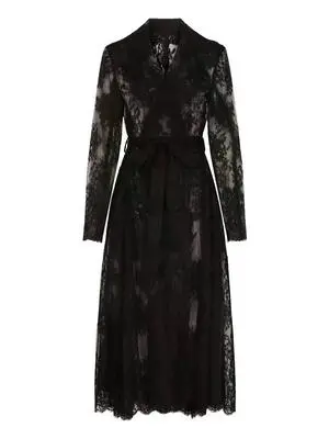 Dolce & Gabbana Lace Panel Long-sleeve Coat - Black