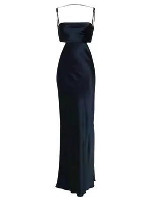 Michelle Mason Plunge Back Silk Dress - Blue