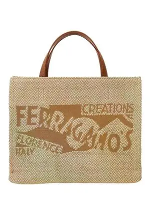 FERRAGAMO Logo-embroidered Tote Bag - Neutrals