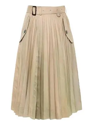 Sacai Plissé Midi Skirt - Neutrals