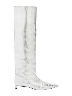 JIL SANDER 30mm Metallic Knee Boots - Grey