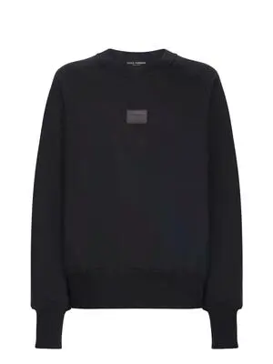 Dolce & Gabbana Logo-plaque Cotton Sweatshirt - Blue