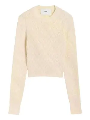 AMI Paris De Coeur Cotton-blend Top - Neutrals