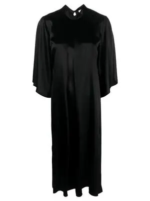 FORTE_FORTE Satin Shift Midi Dress - Black