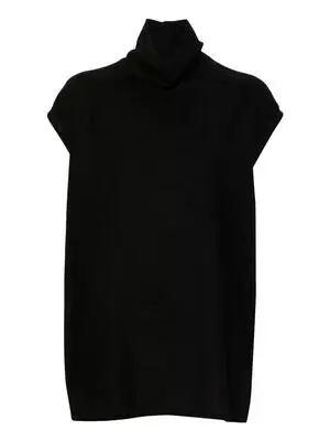 Rick Owens Roll-neck Crepe Top - Black