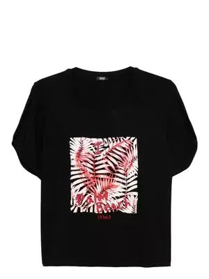 Liu Jo Rhinestone-embellished Printed T-shirt - Black