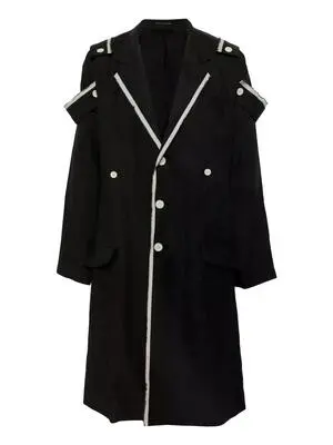 Yohji Yamamoto Contrast-trim Ramie Coat - Grey