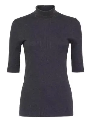 Brunello Cucinelli High-neck Ribbed T-shirt - Black