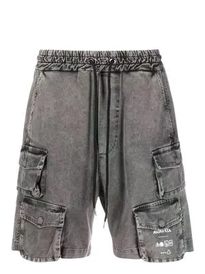 MAUNA KEA Drawstring Denim Cargo Shorts - Grey