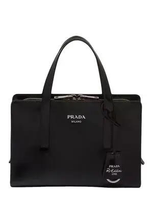 Prada Mini Re-edition 1995 Brushed-leather Tote Bag - Black