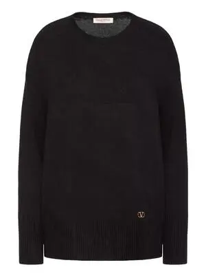 Valentino Garavani Vlogo Plaque Cashmere Sweater - Black