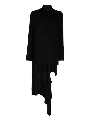 Yohji Yamamoto Asymmetric Long-sleeve Shirtdress - Black