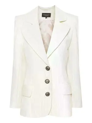 MITILIANE COUTURE Pinstriped Twill Weave Blazer - Neutrals