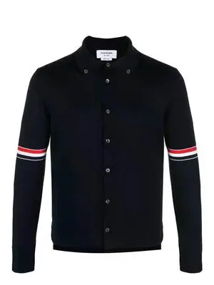 Thom Browne Rwb Stripe Wool Cardigan - Blue