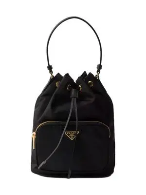 Prada Logo-plaque Drawstring Tote Bag - Black