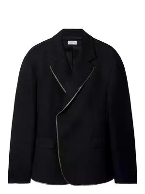 Off-White Zip-trim Virgin Wool Blazer - Black