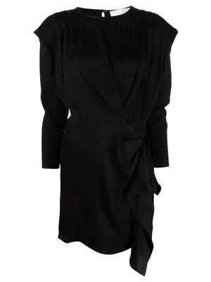 IRO PARIS Long-sleeved Draped Jacquard Dress - Black