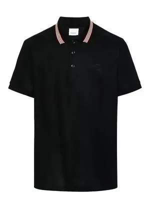 Burberry Icon Stripe Cotton Polo Shirt - Black