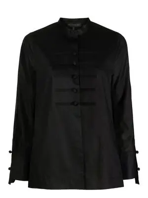 Shiatzy Chen Knotted-button Poplin Shirt - Black