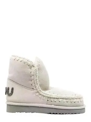 Mou Whipstitch-detail Sheepskin Boots - Neutrals