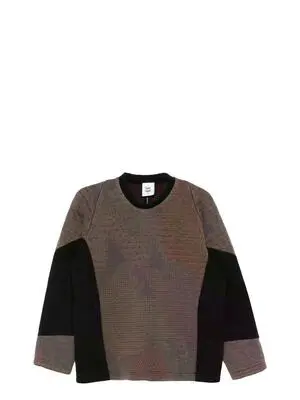 STAIN SHADE Paneled Crewneck Sweatshirt - Brown