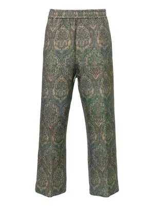 PIERRE-LOUIS MASCIA Graphic-print Wool Flannel Trousers - Blue